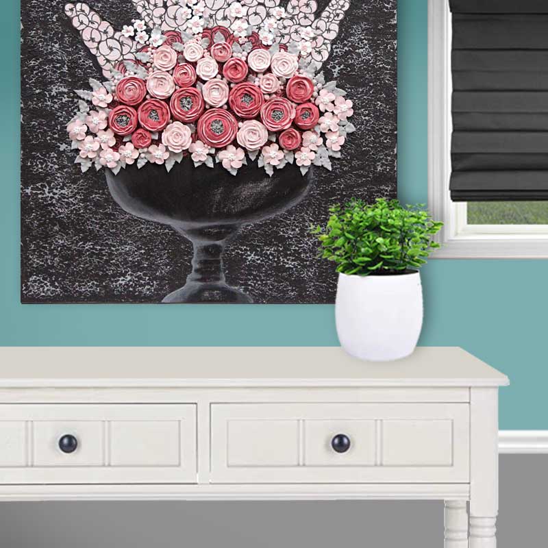 Sculpted Floral Rose Bouquet in Gray and Pink | Amborela