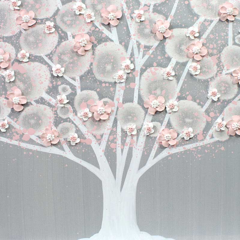 Gray and Pink Tree Canvas Art for Girl Nursery | Medium - Large | Amborela