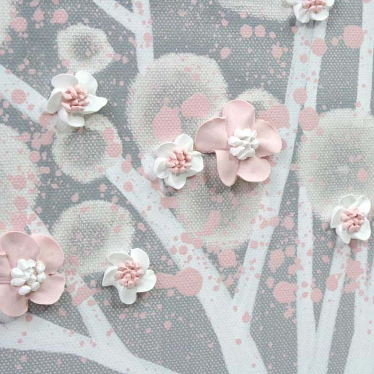 Gray and Pink Tree Canvas Art for Girl Nursery | Large | Amborela
